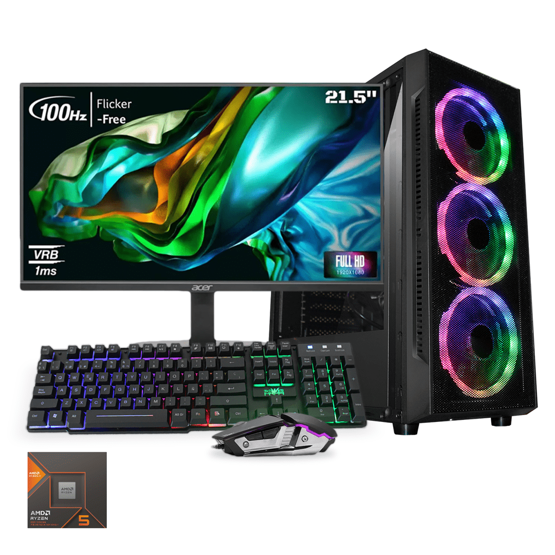 COMPUTADOR ZEUS AMD RYZEN 5 8500G + B650 +16GB+ Nvme 512GB + MONITOR 2 ...